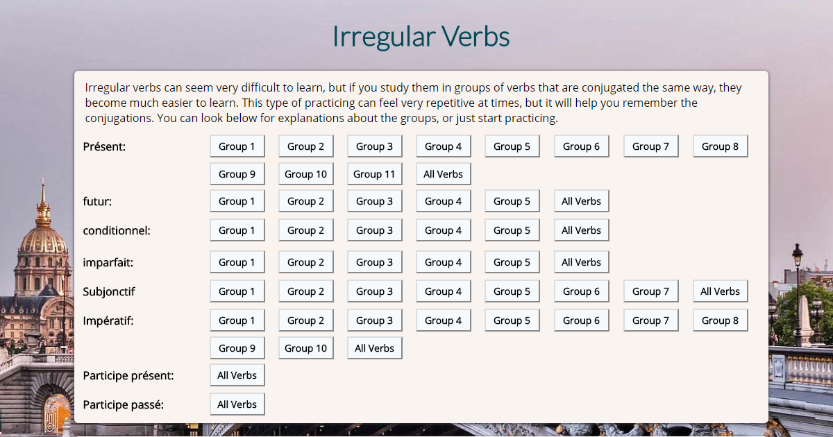 Learning French - Irregular Verbs
